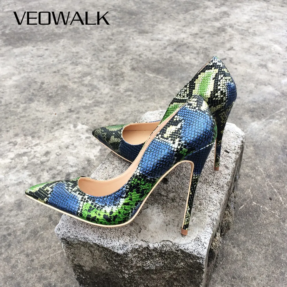 Veowalk Hot Sale Brand Italian Stylish Women Extreme High Heels Snake ...