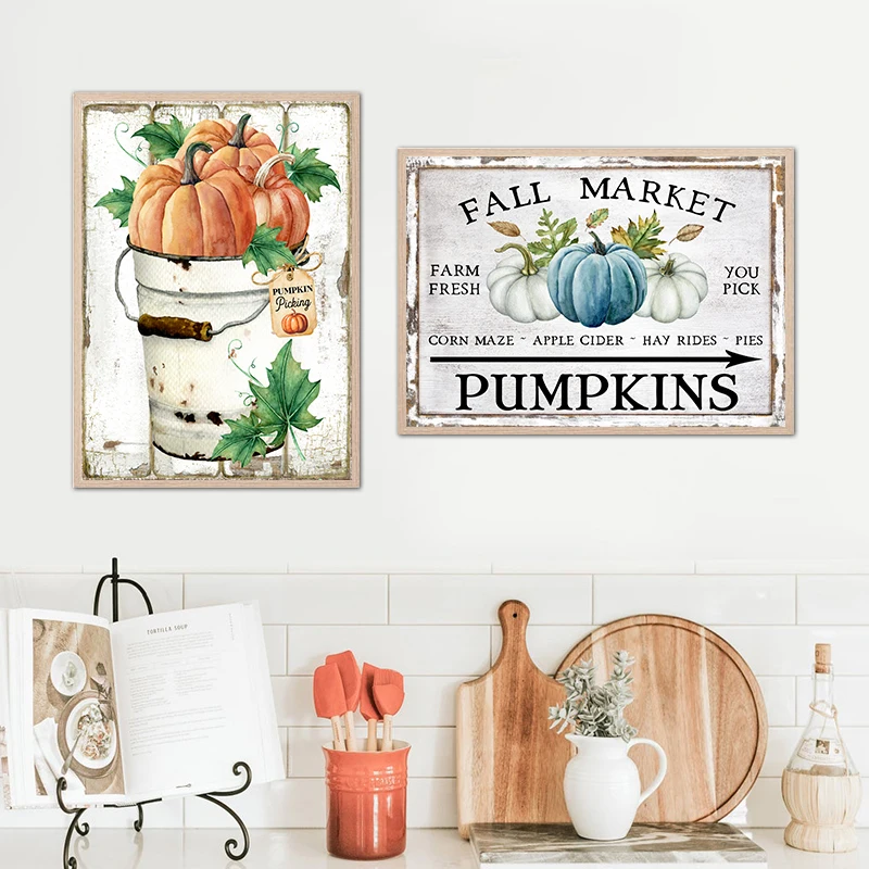 Country-Farm-Style-Fall-Pumpkins-Retro-Posters-and-Prints-Rustic-Fall ...