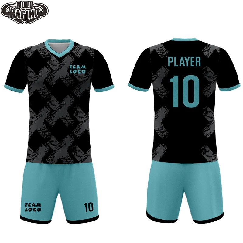 Turquoise Green Black Player Football Soccer Sports Clothes Uniform ...