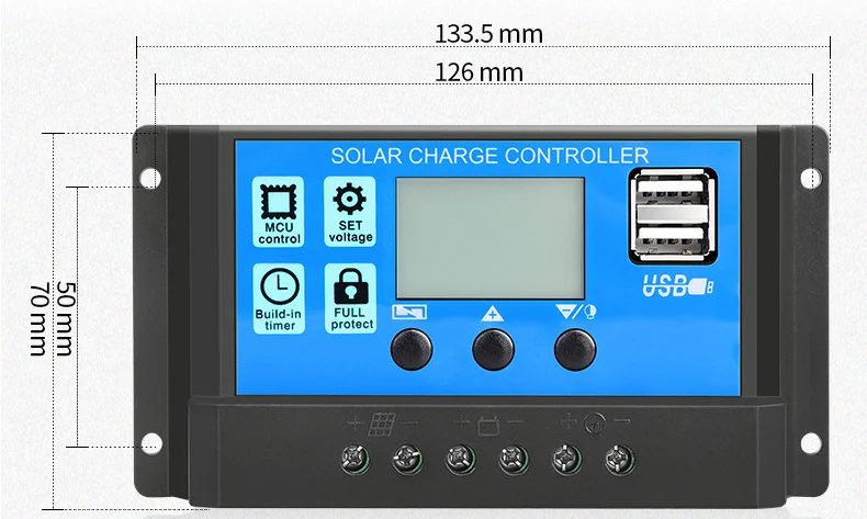Contrôleur de charge solaire - Auto. - 12V/24V - 30A - LCD - PWM - 60A - Cdiscount Bricolage