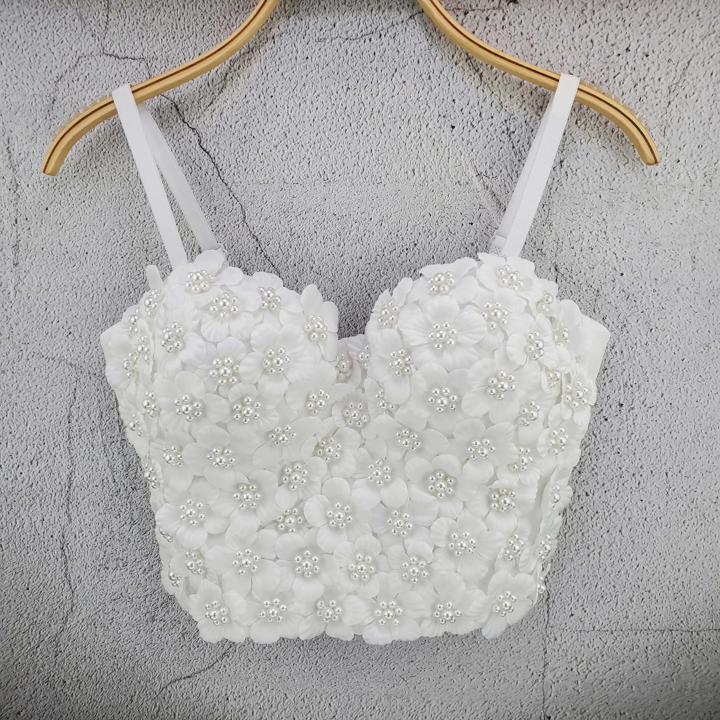 Sexy bra tops diamond beading flowers tops Push Up Bralet Women's ...