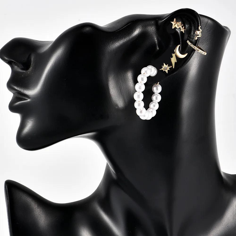 MLING 7 шт./компл. Винтаж золотистые серьги с кристаллами в богемном ...