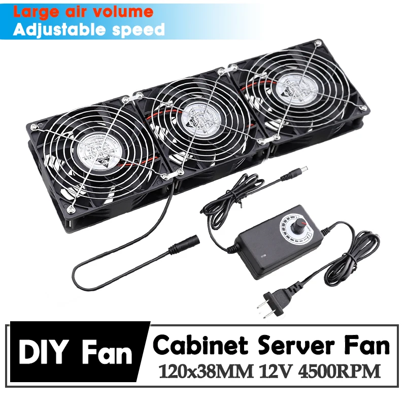 Gdstime 120mm 4500RPM High Speed Server Fan With Controller 12cm 12V ...