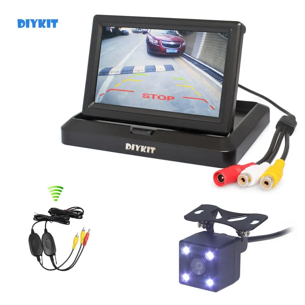 DIYKIT-5-Foldable-Rear-View-Monitor-Car-Monitor-Waterproof-4-x-LED ...
