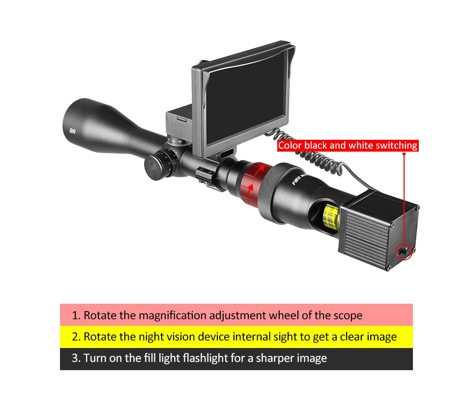 Fire Wolf Night Vision 850nm Infrared Flashlight 5 inches LCD Outdoor ...