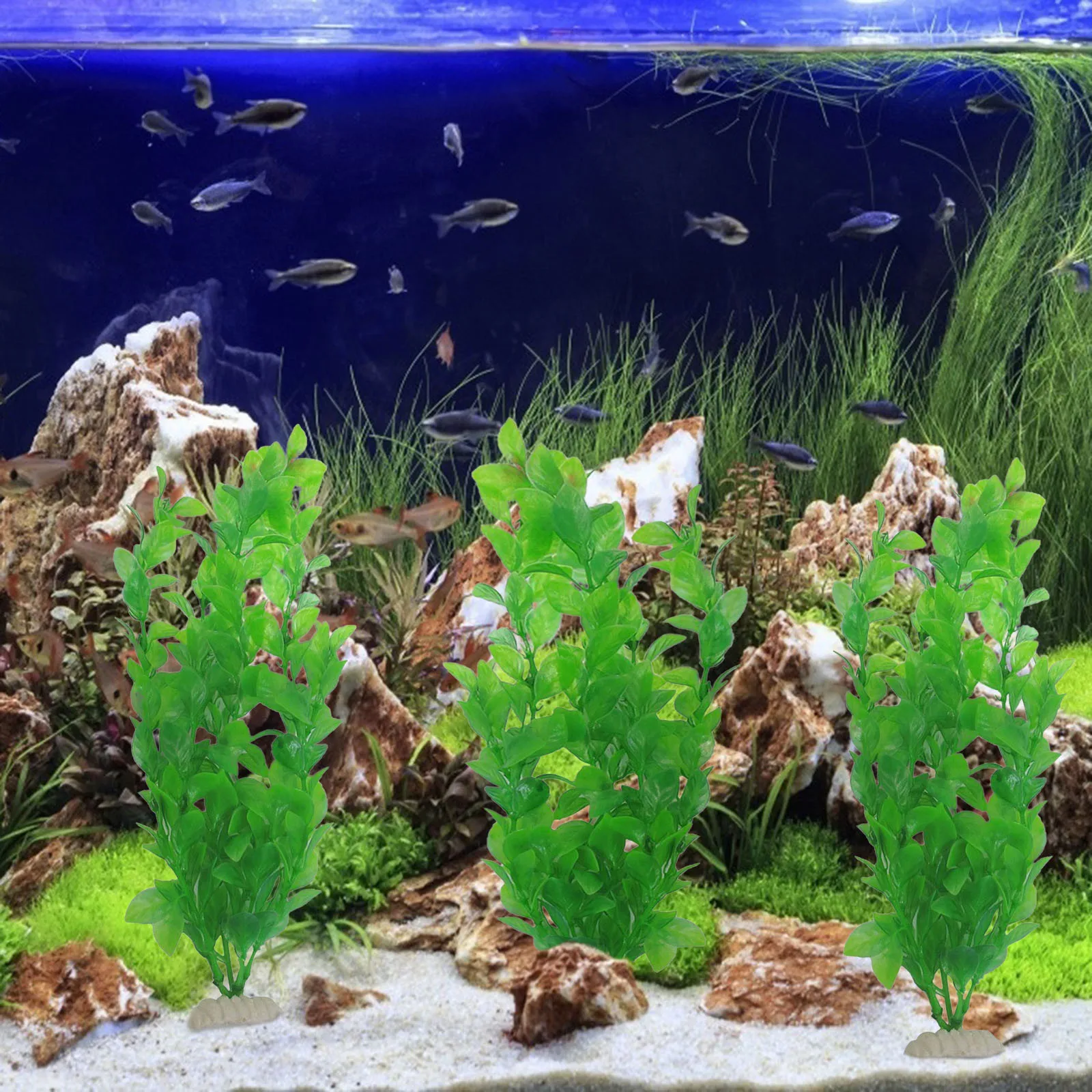 Other Home & Living - 3pcs Fish Tank Plastic Plants Simulation Aquarium ...