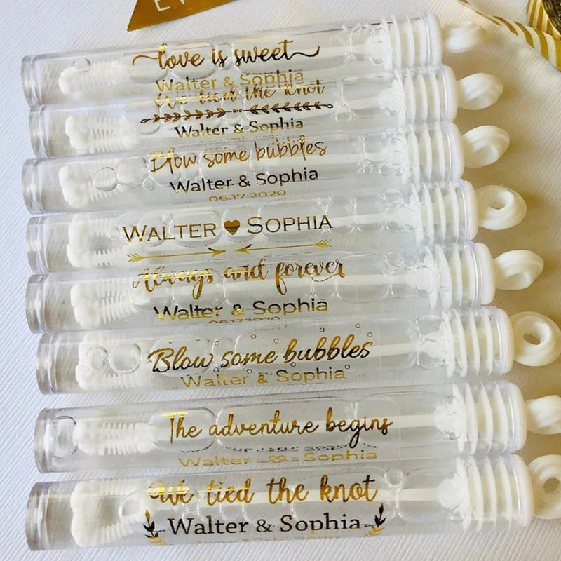 100 Personalized Wedding Bubble Labels, Foil Bubble Labels, Custom ...