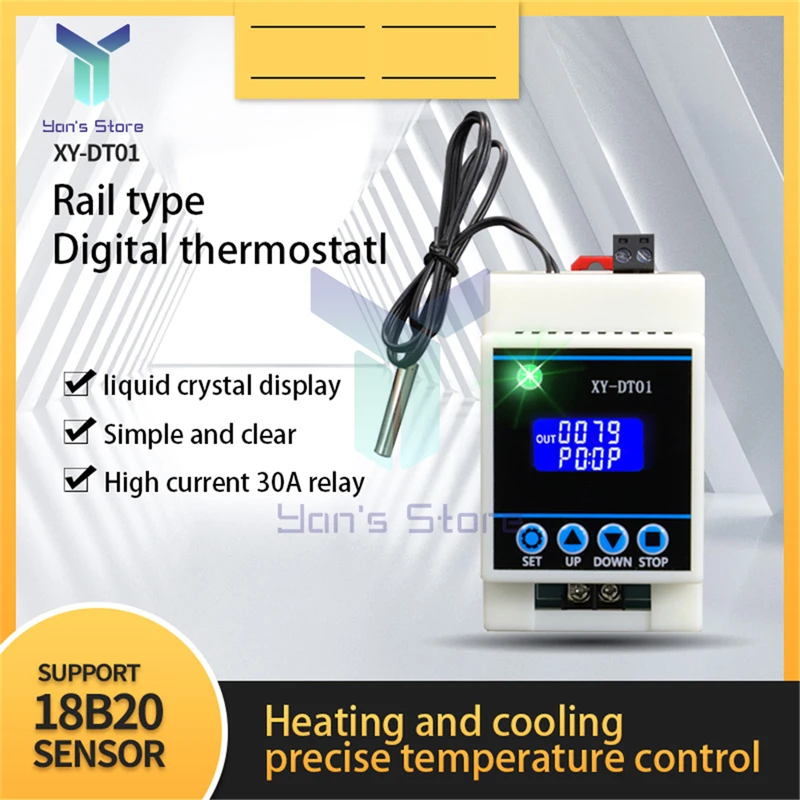 DT01 30A High precision Digital Display Temperature Controller Module Thermostat NTC 10K Probe ...