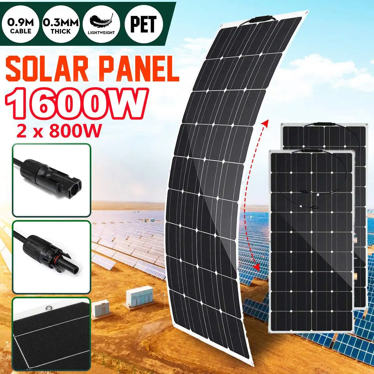 800w 1600w Solar Panel 18v System Anti Scratch Monocrystalline Solar ...