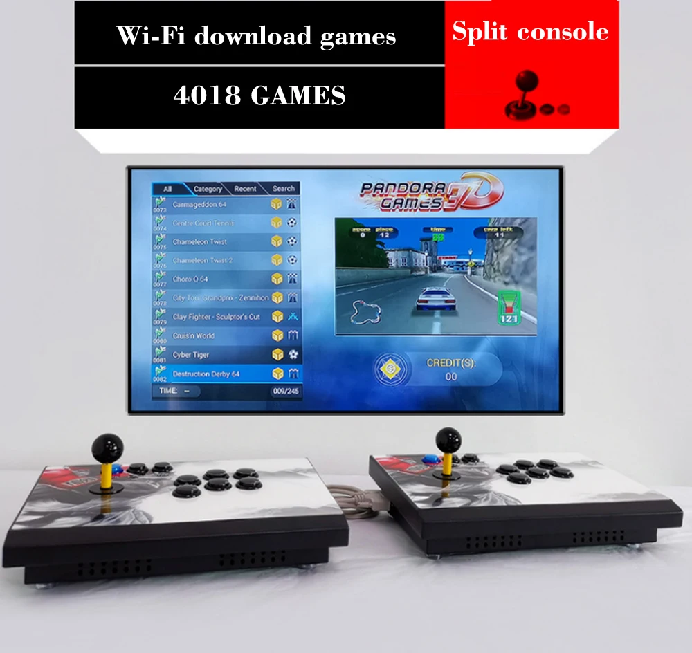 The upgrade board 4018 in 1 arcade rocker duble joystick family console ...