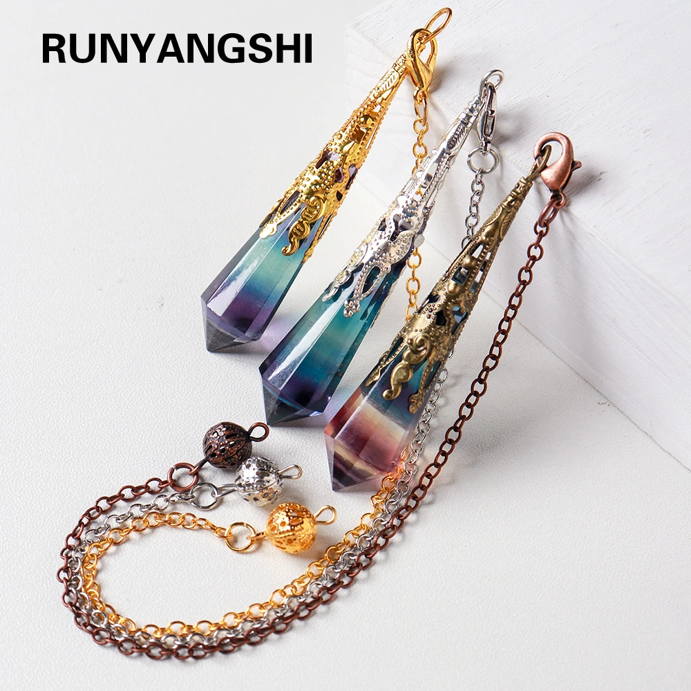 Natural Rainbow Fluorite Nimble Pendulum Striped Crystal Fluorite ...
