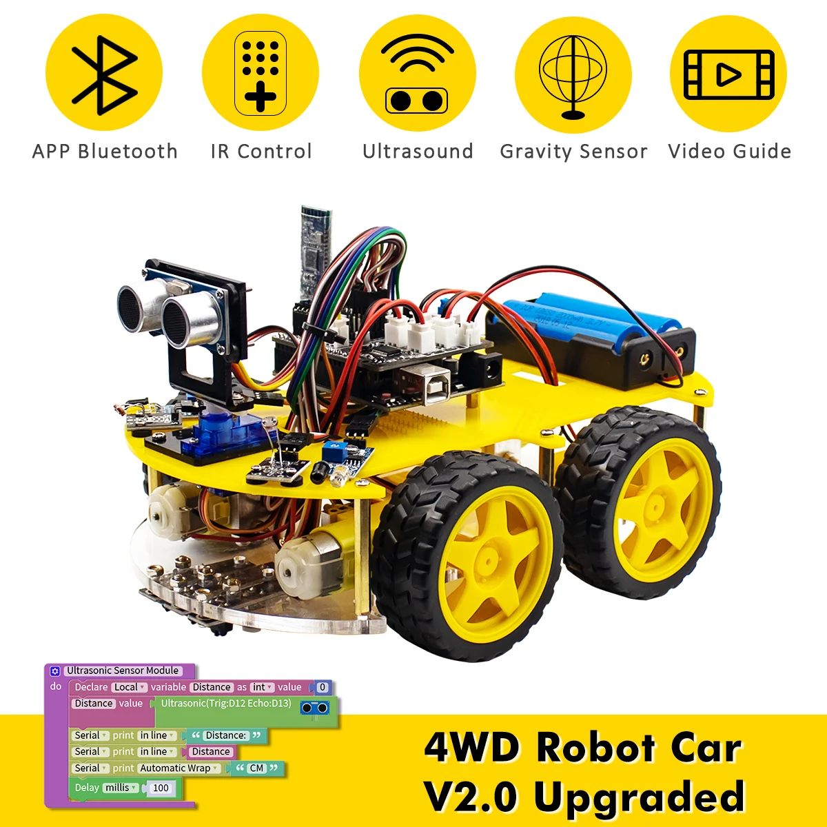 LAFVIN-Kit-de-coche-Robot-inteligente-4WD-actualizado-V2-0-para-Arduino ...