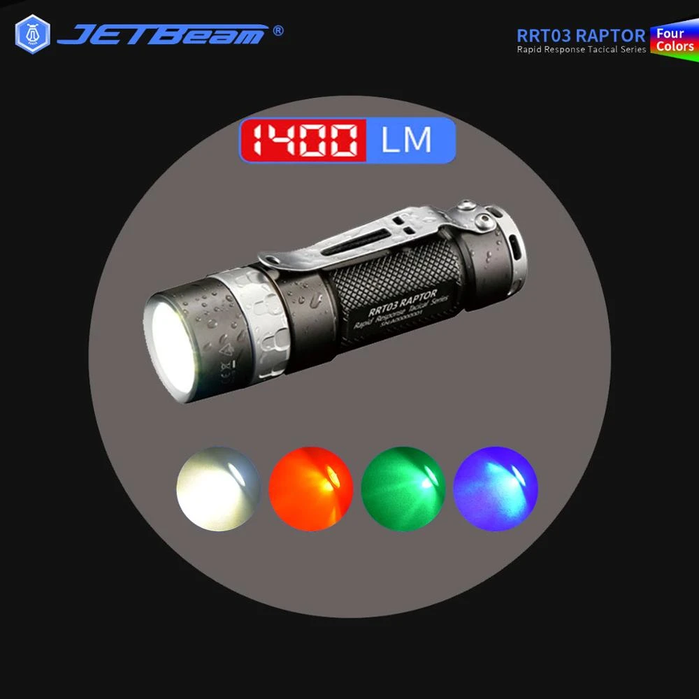 Jetbeam RRT03 1400LM Rotary Control EDC Flashlights Tactical Switch ...