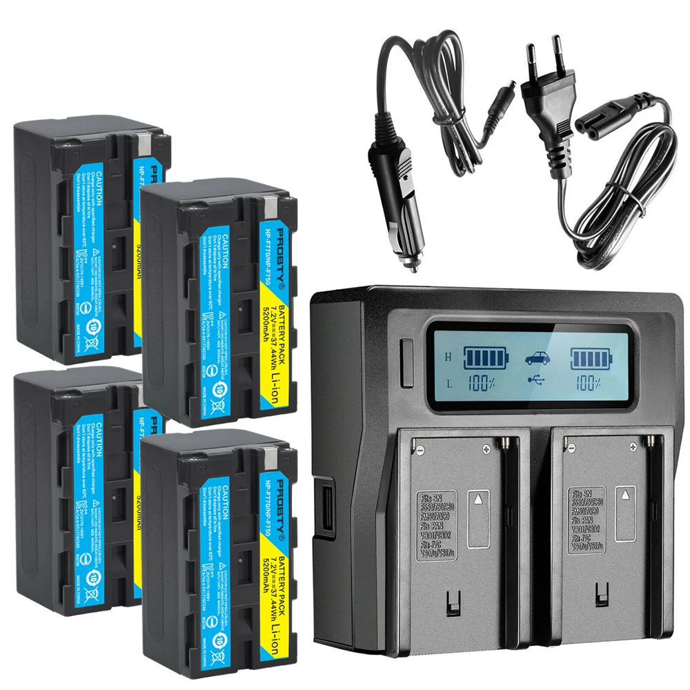 5200mAh NP-F770 NP-F750 NP F770 NP F750 750 Batteries + Ultra Faster ...