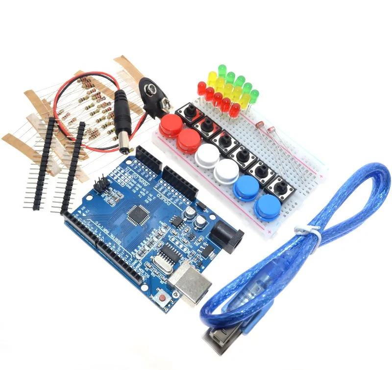 스마트 전자 통합 스타터 키트 Uno R3 미니 브레드 보드 Led 점퍼 와이어 버튼 Arduino 키트 호환uno R3mini Breadboardjumper Wire