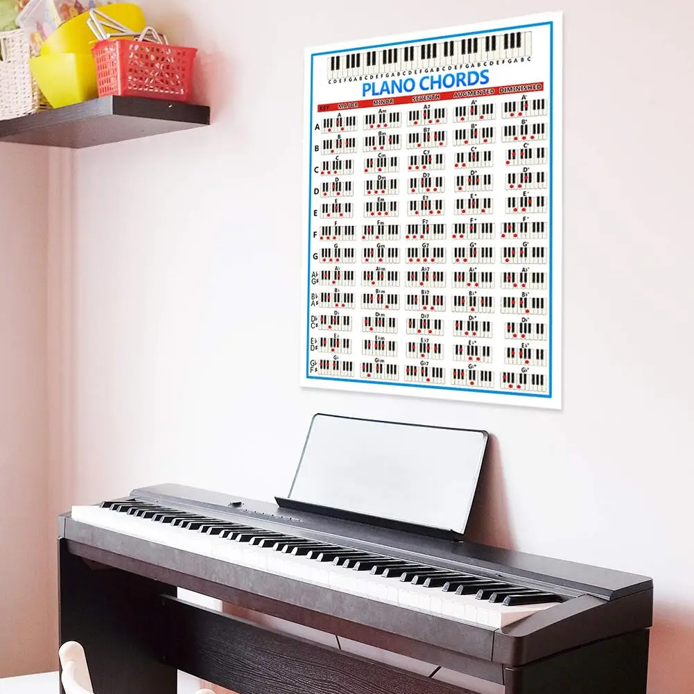 Tablature de piano pour élève débutant,poster autocollant avec diagrammes d'accords, grande ...