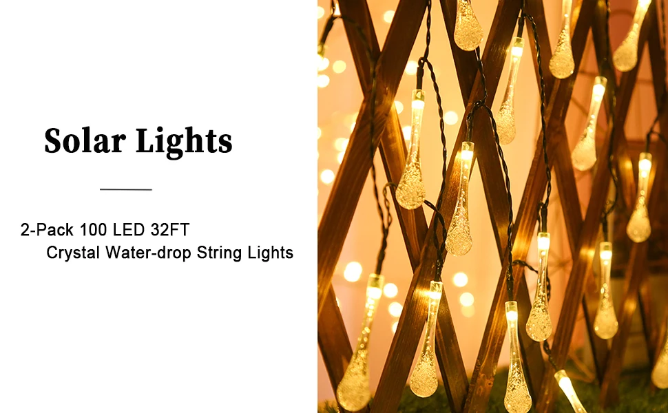 DHgate.com:2Packs 100LED Solar String Lights, Water Drop Icicle ...