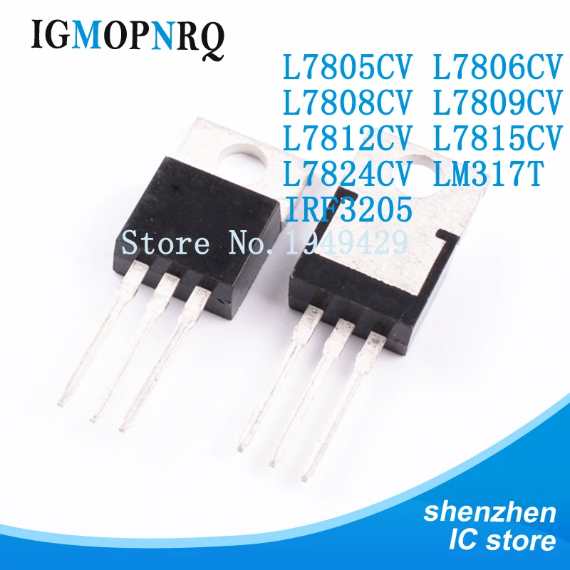 10 PCS L7805CV L7806CV L7808CV L7809CV L7812CV L7815CV L7824CV LM317T ...