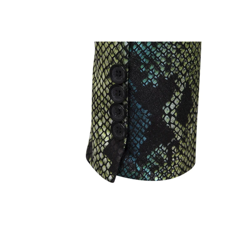 Shenrun Men Blazer Causal Jacket Green Silver Suit Jackets King Fish ...