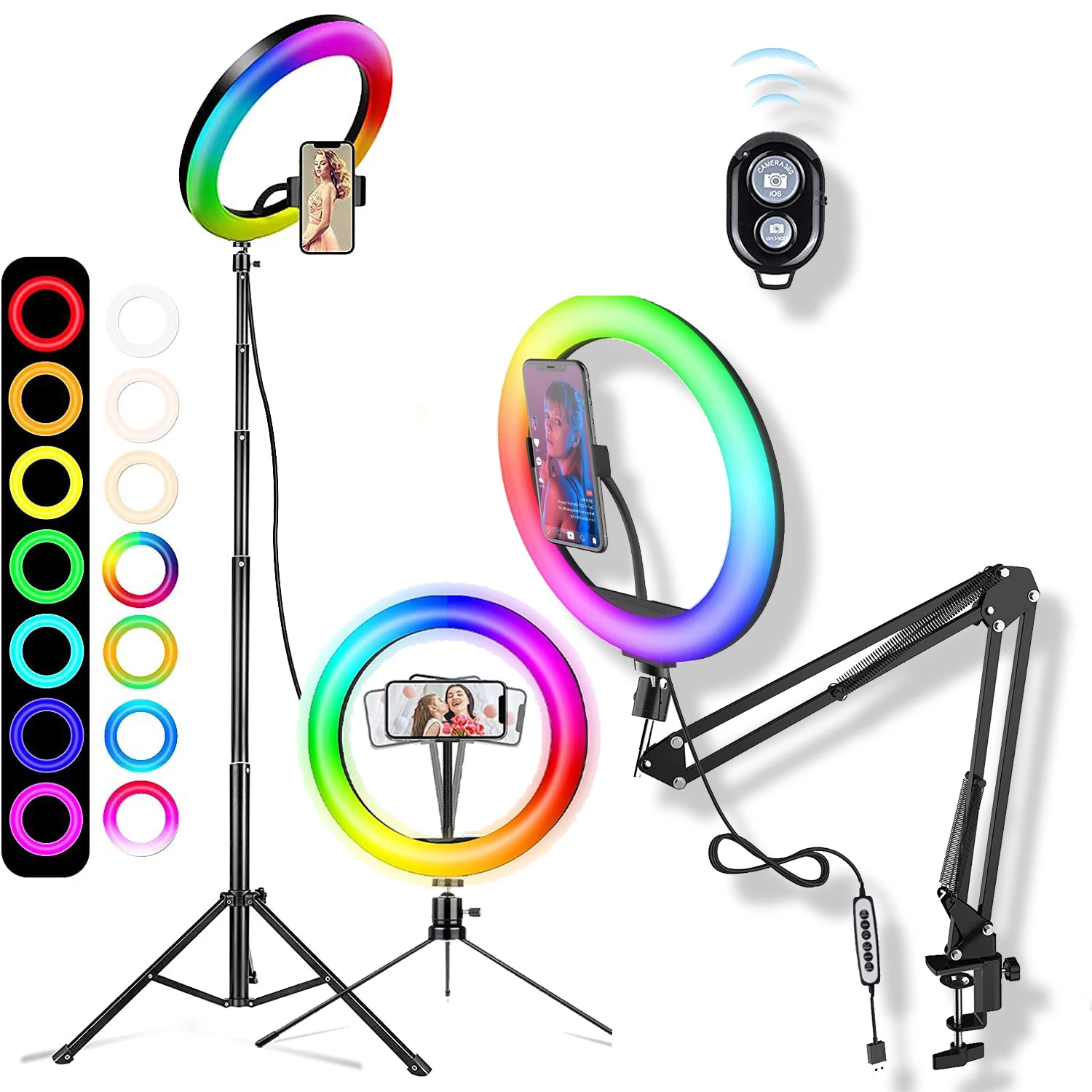 Anillo de luz LED para Selfie, 26cm, RGB, lámpara para Selfie ...