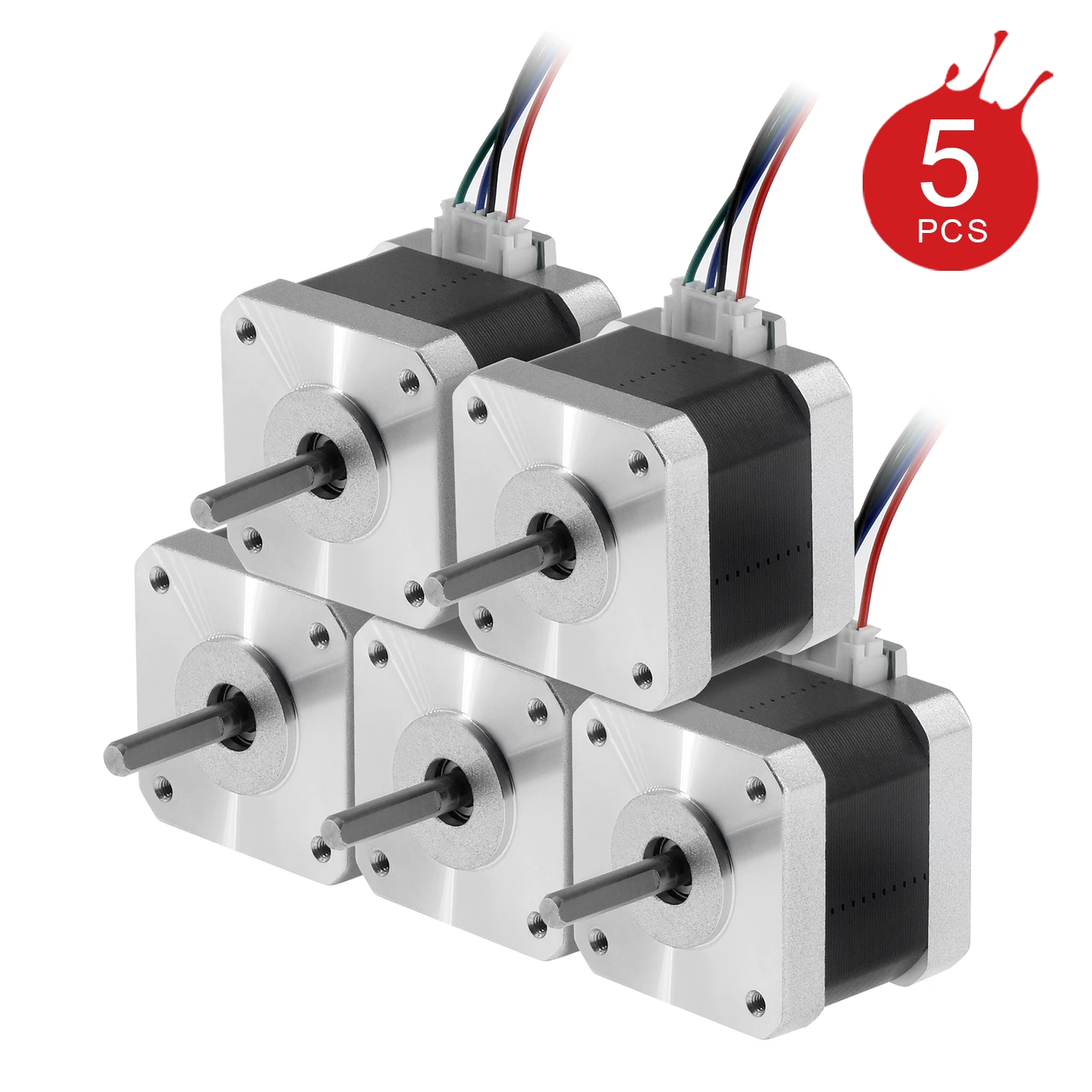 5pcs 3d Printer 2 Phase 4 Lead Nema17 Steppermotor 42 Motor 42bygh 1.5a ...