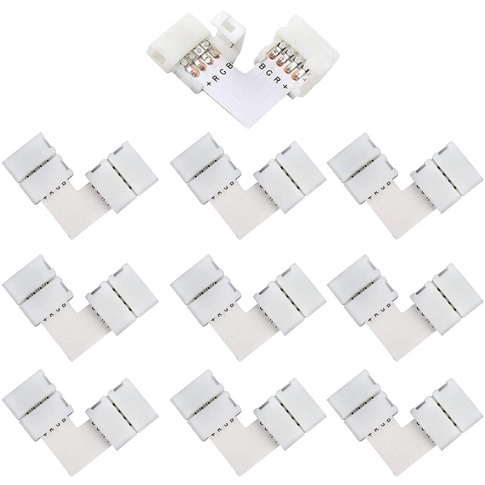 4-Pin-10mm-L-Shape-Led-Connector-RGB-LED-Light-Strip-Connectors-90 ...