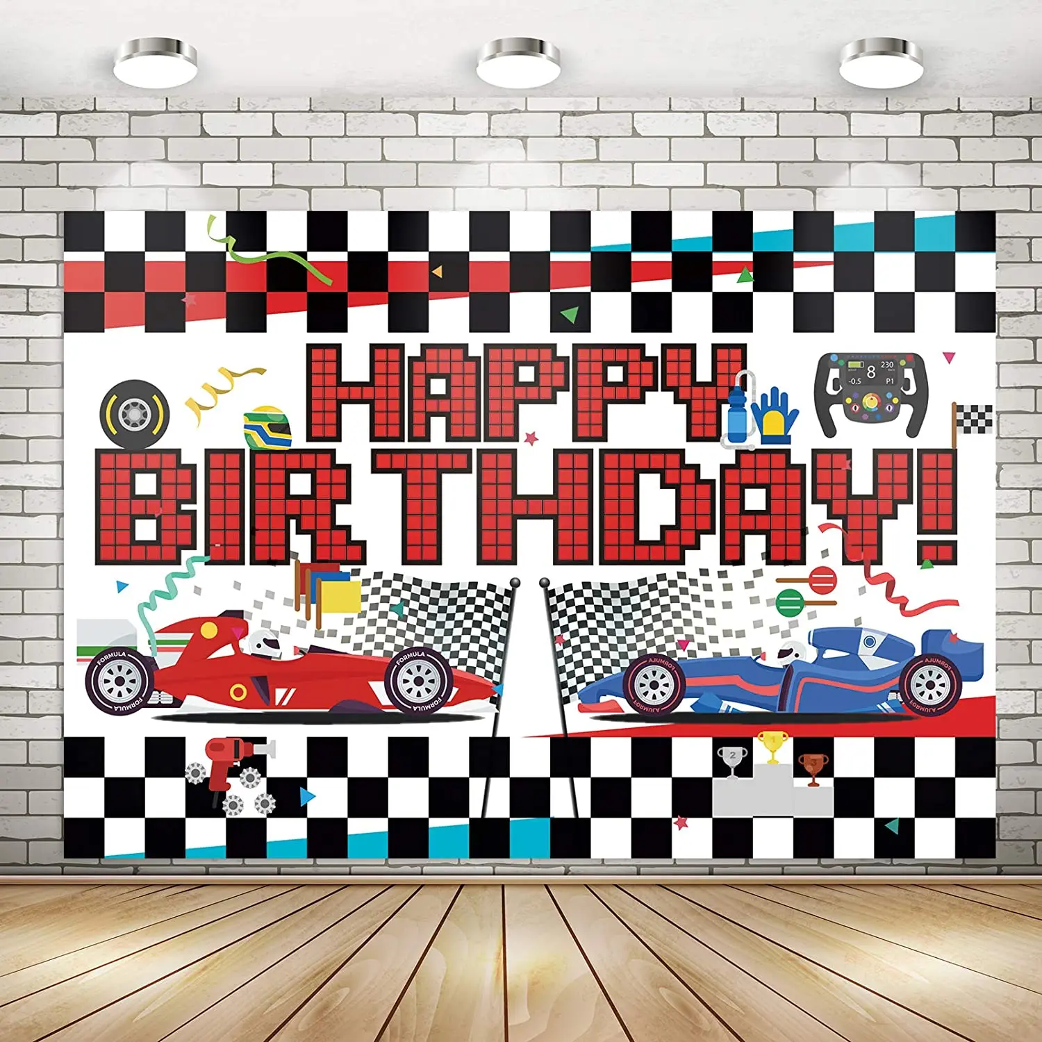 Race-Car-Theme-Party-Decorations-Happy-Birthday-Racing-Car-Checkered ...