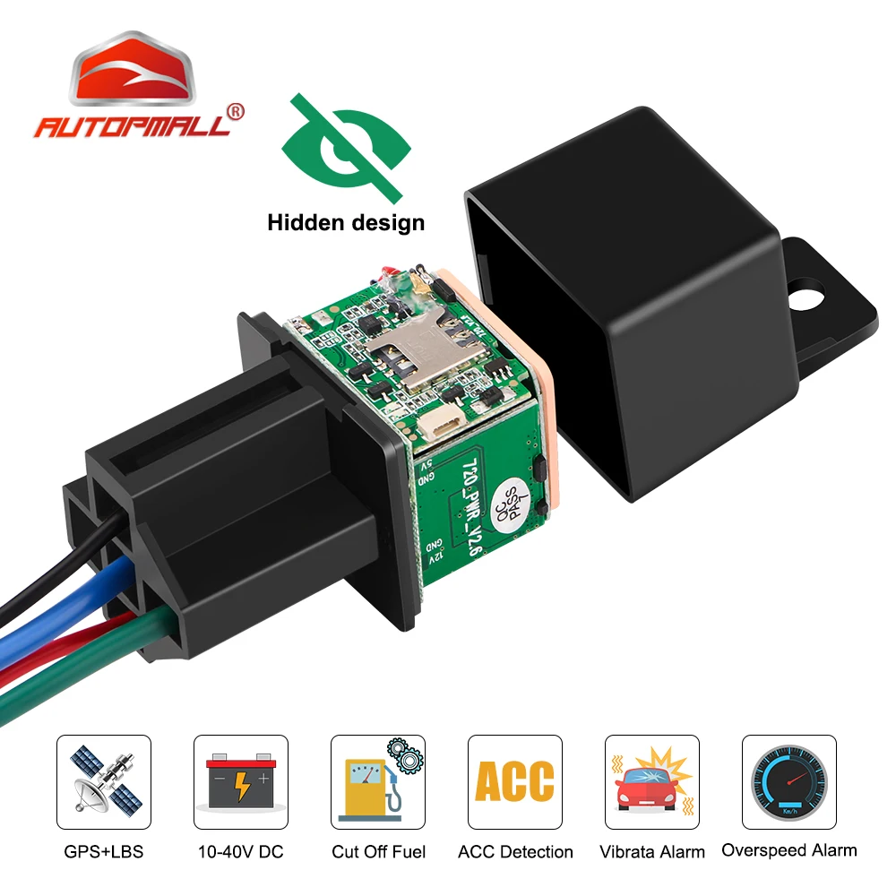 Vehicle Tracker Relay GPS Tracker Cut Off Fuel Hidden Design Car GPS ...
