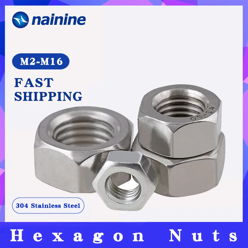 Din934 [m1-m30] 304 Stainless Steel Metric Thread Hex Nut Hexagon Nuts A009 - Nuts - AliExpress