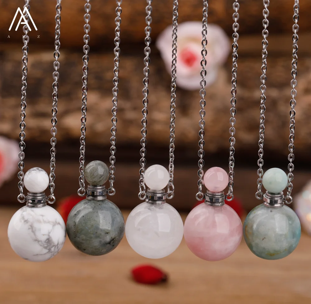 Luxury-Women-Crystal-Ball-Perfume-Bottle-Pendant-Small-Gemstone-Sphere ...