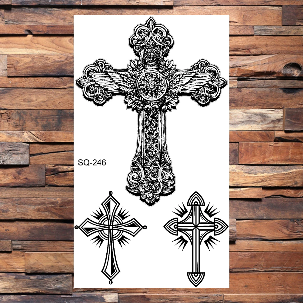 Wooden Cross Tattoos For Men On Back