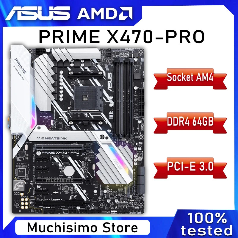 ซ็อกเก็ต AM4 Asus PRIME X470 PRO เมนบอร์ด AMD Ryzen Athlon II PCI E 3.0 ...