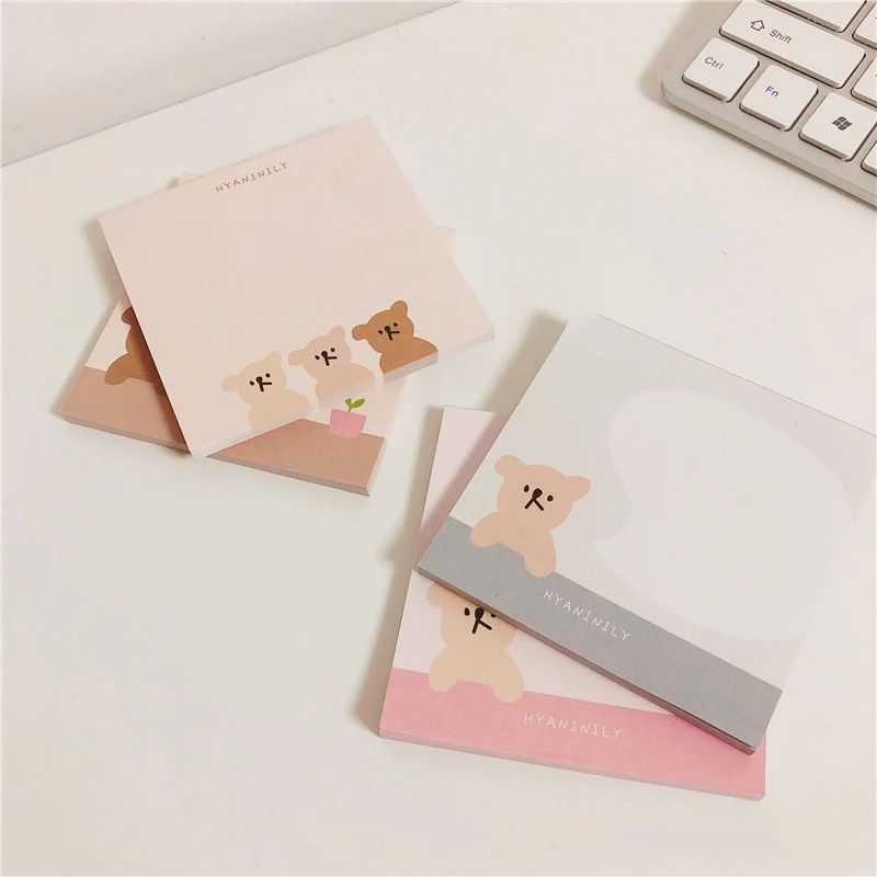 Korean Ins Three Little Bears Memo Pad 50sheets Square Cartoon Cute ...