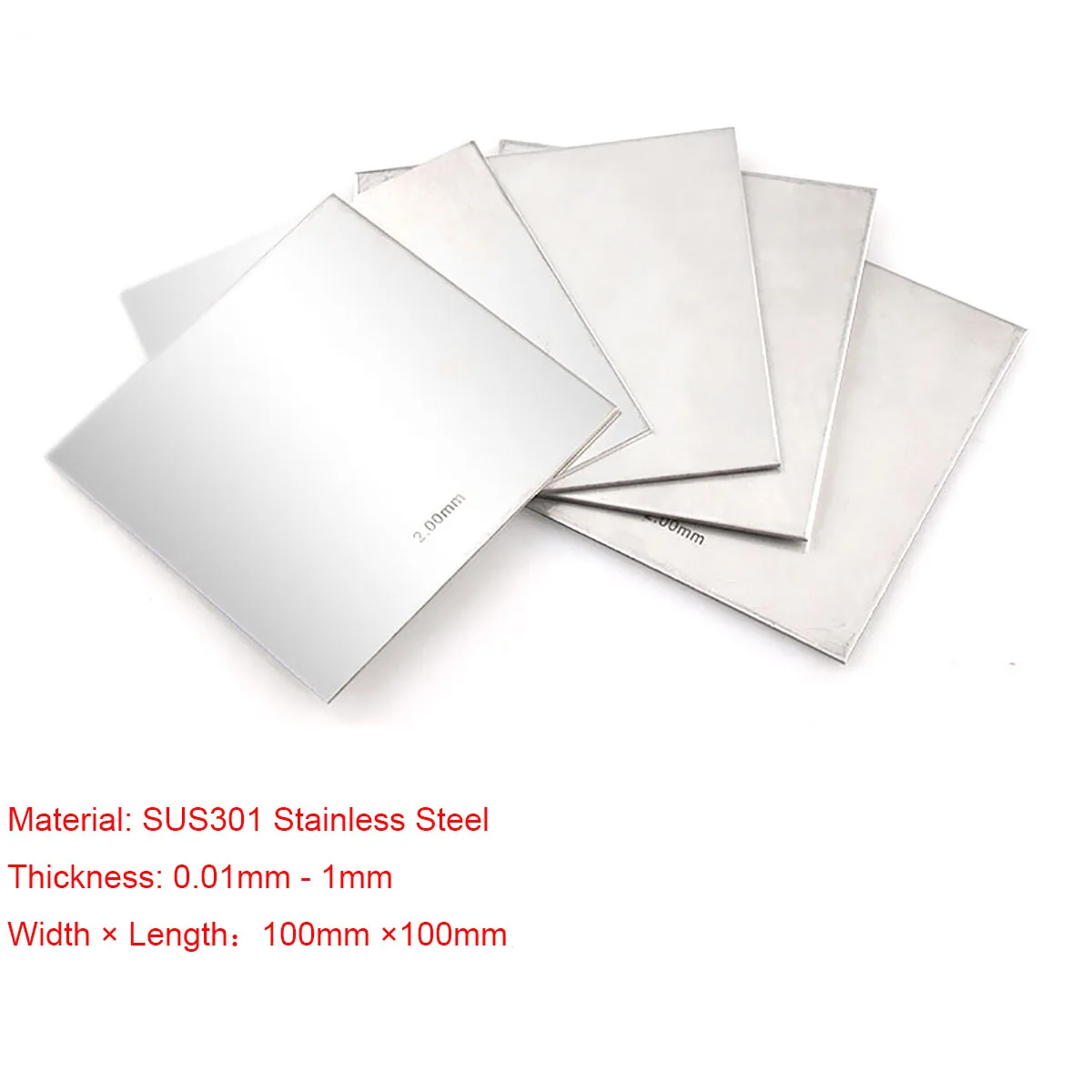 2/5/10pcs 100x100mm Sus 301 Stainless Steel Square Plate Polished Plate ...