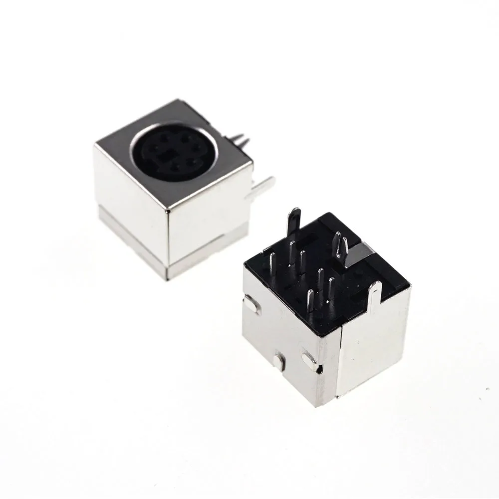 5 pcs S video 6 Pin Mini Din Socket Connector shield Right Angle ...