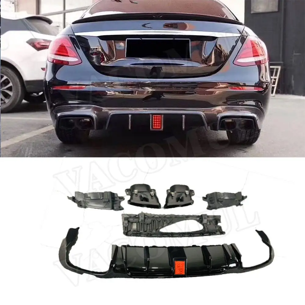 For E Class ABS Rear Bumper Lip Light Diffuser with Steel Exhaust ...