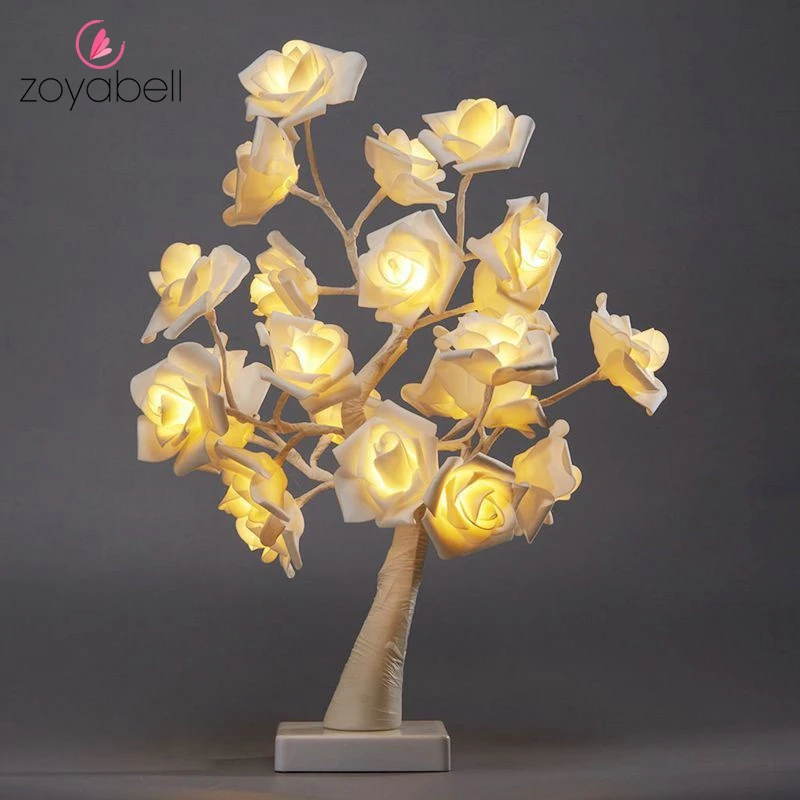 Led Rose Night Light 3D Rose Flowers Decorative Lights Table Bedroom ...