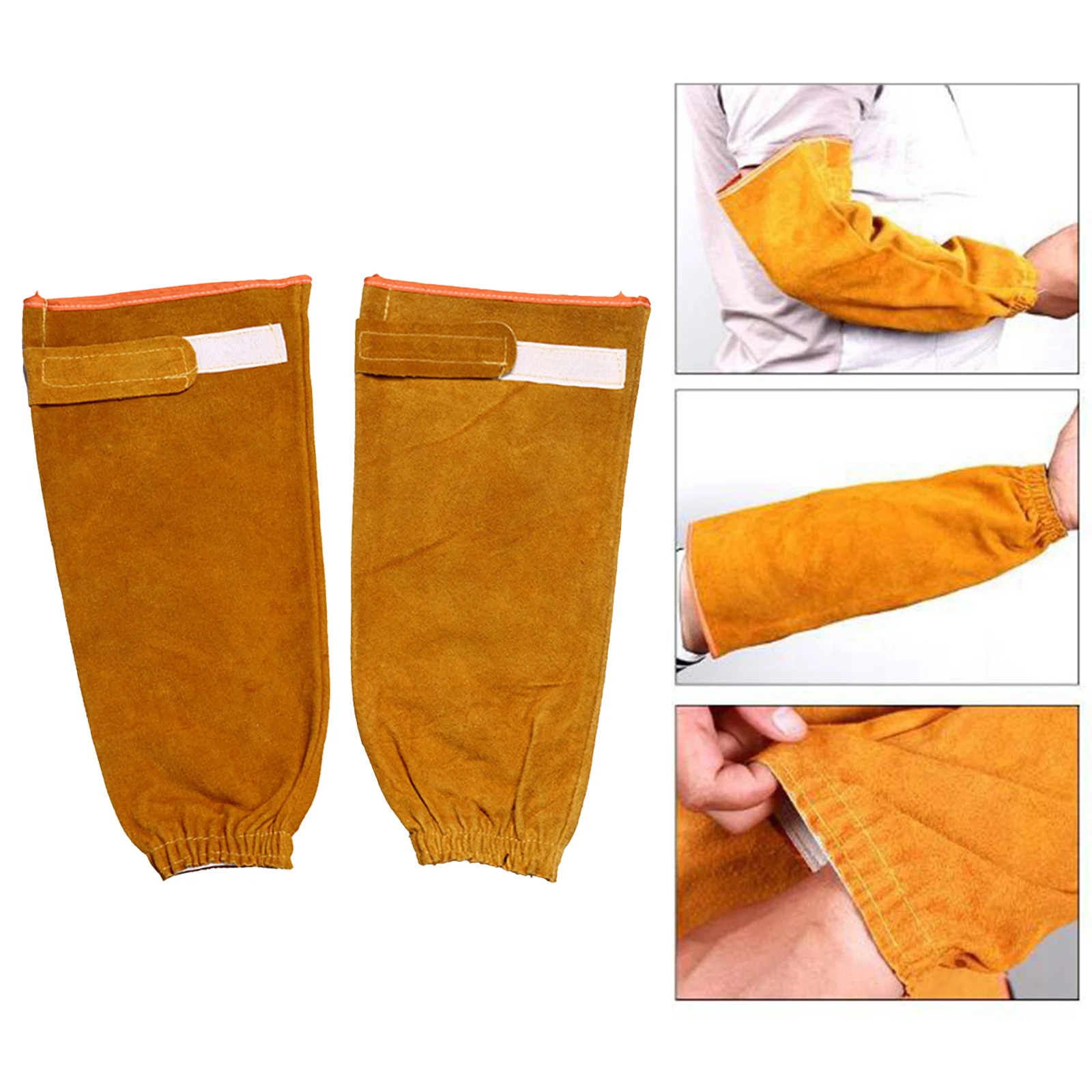 1-Pair-Heat-Resistant-Cow-Leather-Work-Welding-Sleeves-Protective ...