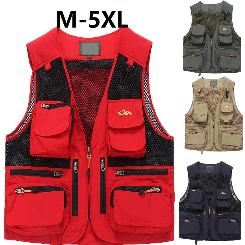 Summer Fishing Vest Breathable Multi-pockets Mesh Vest Sleeveless ...