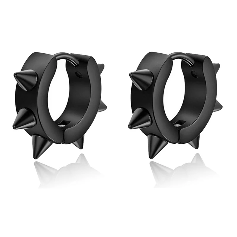 1 pair Punk Black Multiple Styles Stainless/Titanium Steel Stud ...