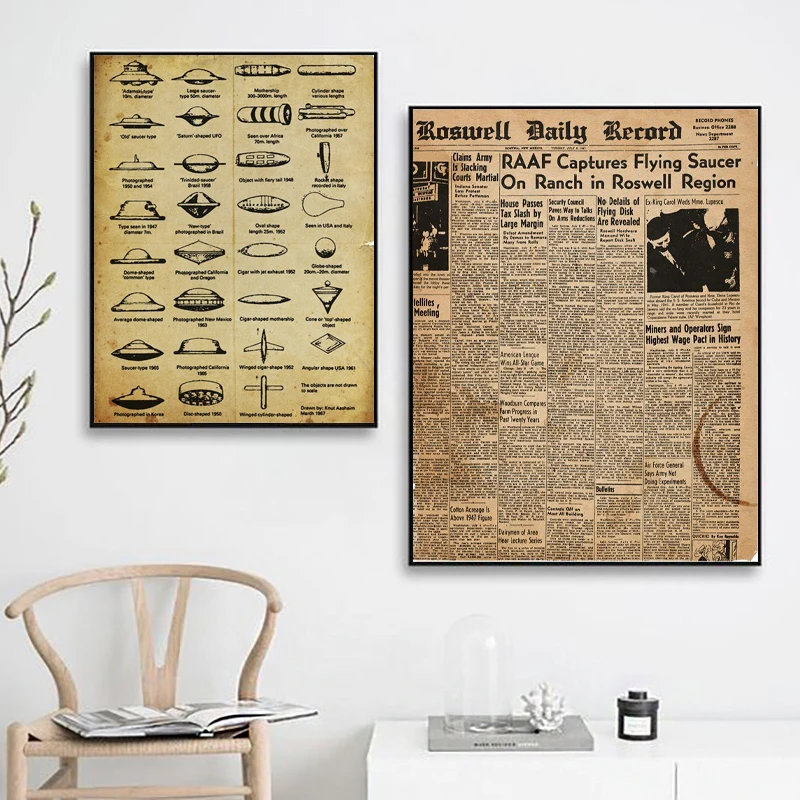 Roswell-UFO-Incident-1947-Newspaper-Print-Ufology-Poster-UFO ...