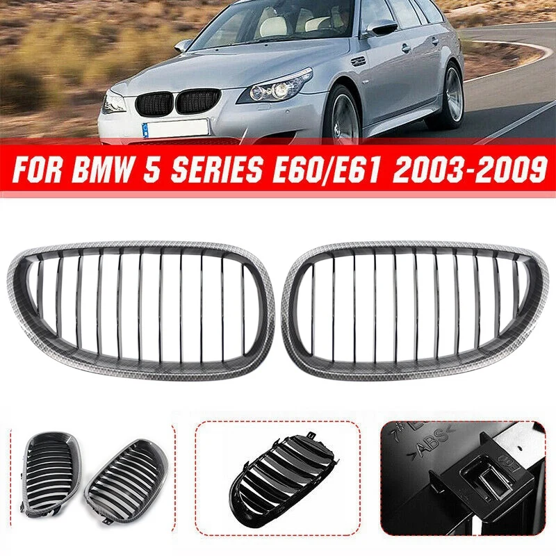 Carbon Fiber Look Front Bumper Kidney Grill Grille for BMW 5 Series E60 ...