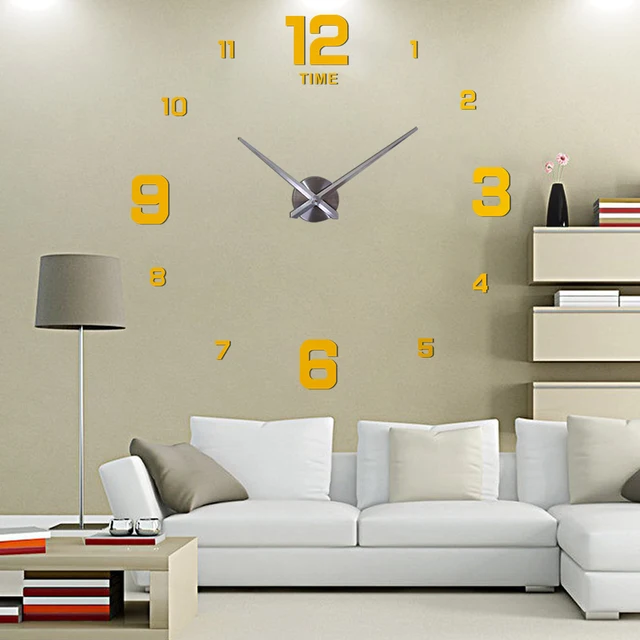 47 inch Acrylic Large Wall Clock Self-adhesive Angel Time Sticker DIY ...