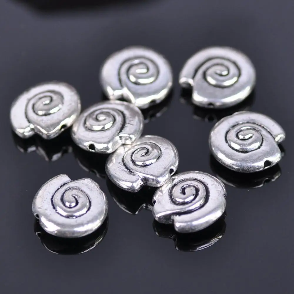 10pcs-Snail-Shape-14mm-Tibetan-Silver-Color-Metal-Alloy-Loose-Spacer ...