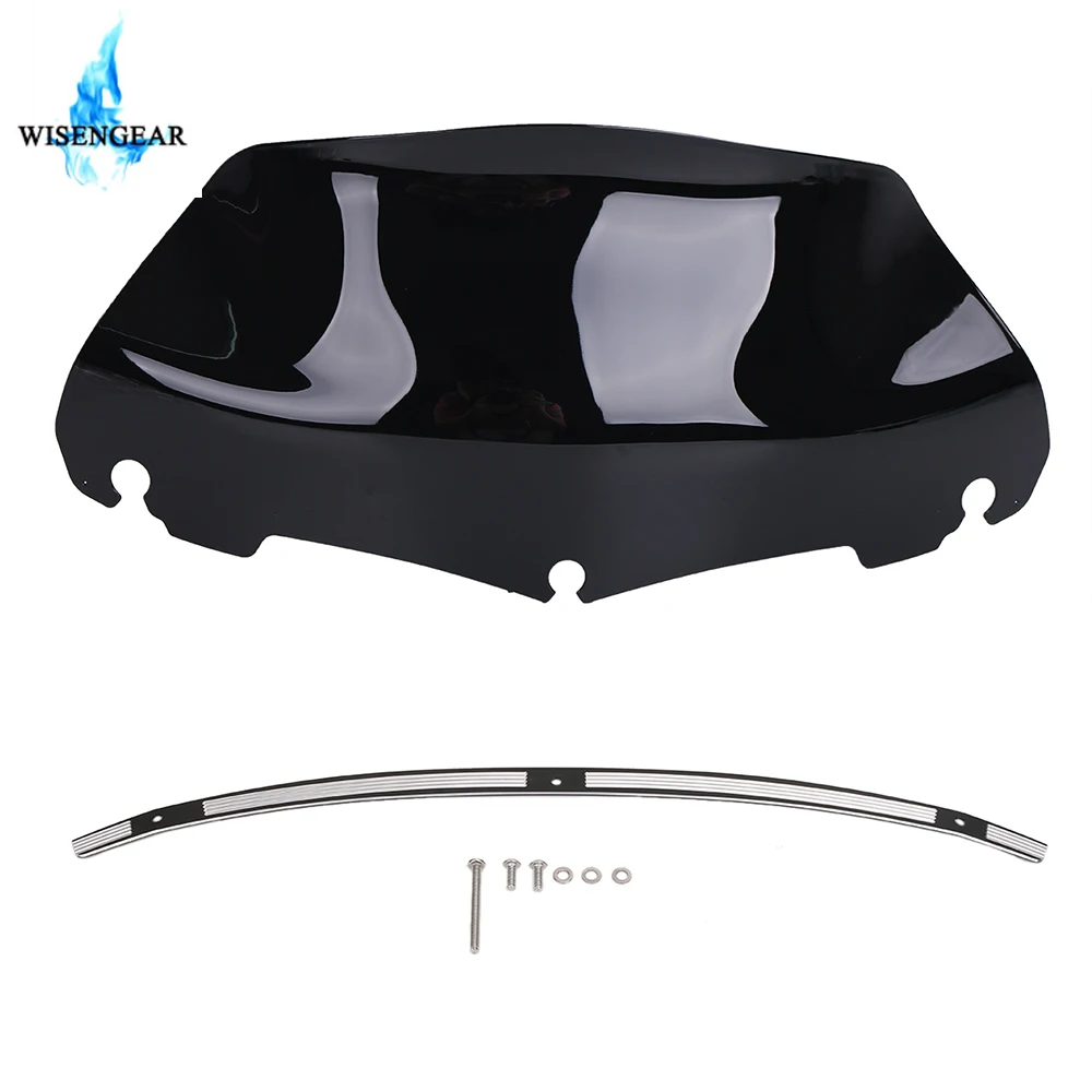 Motorcycle 9" Windshield + Slotted Windscreen Trim For Harley Touring ...