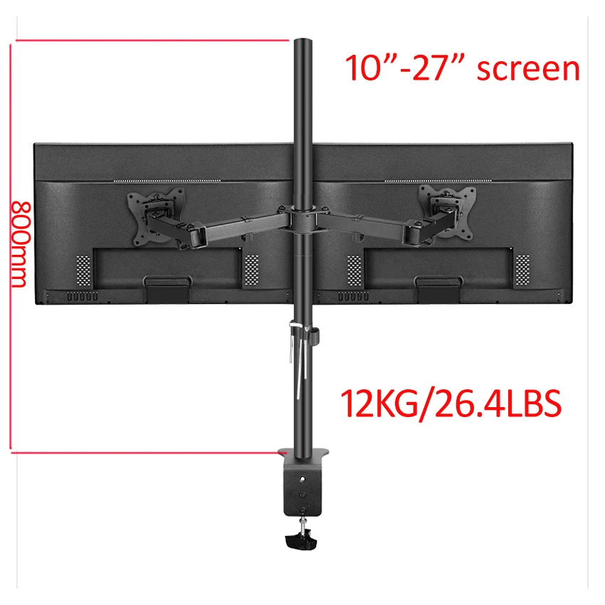 DL T902 280 Desktop Stand Full Motion 360 Degree steel Dual Monitor ...