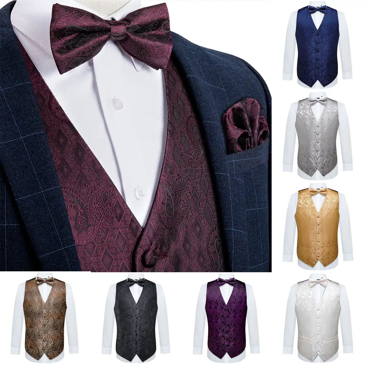 Venta > traje con chaleco y corbata > en stock