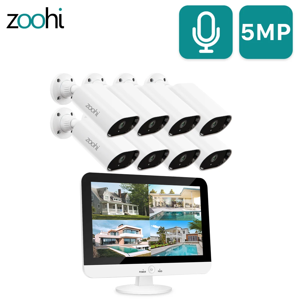 Zoohi 5mp Ahd Video Surveillance System Audio Cctv Camera System 1920p ...