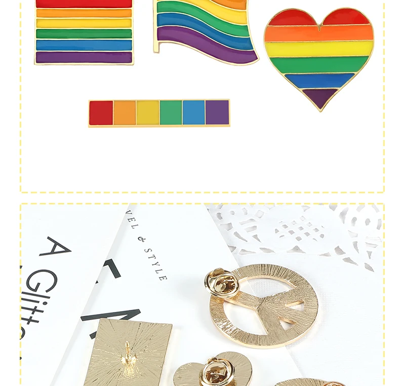 BROCHE,Flag 3--Pins LGBT Drapeau Arc en Ciel Unisexes, broches en forme ...