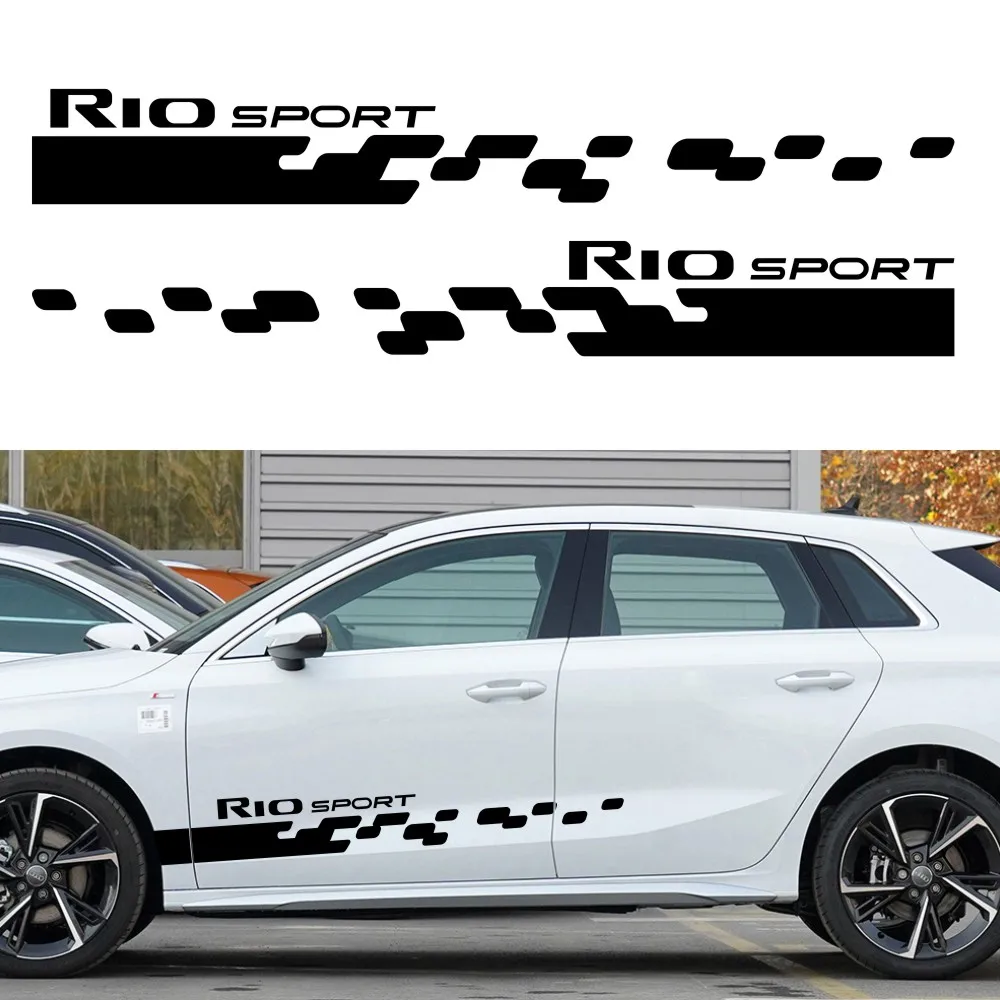 for-Kia-RIO-Car-Long-Skirt-Sticker-Plaid-Square-Vinyl-Film-Applique-Car ...